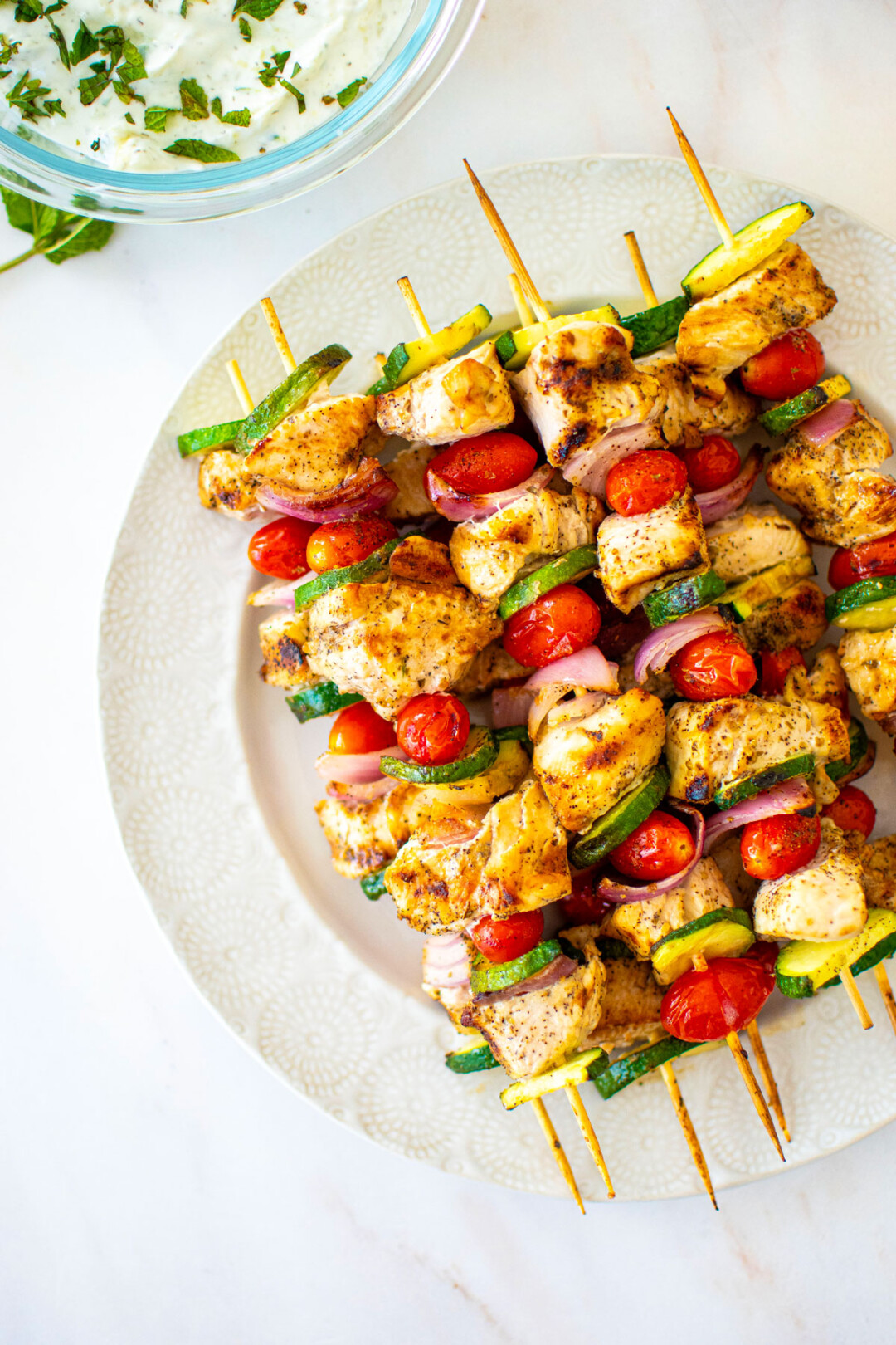 Grilled Greek Chicken Shish Kabobs With Tzatziki Sauce Mimis Organic